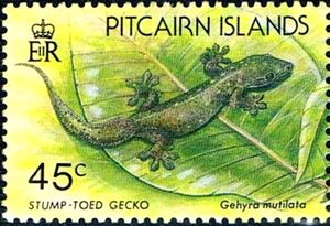 Stamp: Stump-toed gecko (Gehyra mutilata) (Pitcairn Islands(Lizards) Mi ...