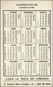 Pocket Calendar: Rabbit with Carrot (Portugal(Advertising) Col:PT-1984 ...