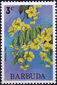 Stamp: Cassia Tree (Barbuda(Flowers 1975) Mi:BX 188,Sn:BX 173,Yt:BX 194 ...