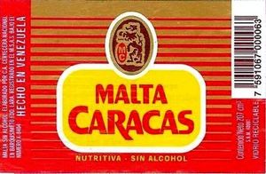 Drink Label: Malta Caracas (C.A. Cervecera Nacional, VenezuelaCol:VE ...