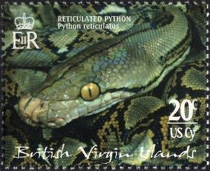 切手: Reticulated Python (Python reticulatus) (英領バージン諸島(Reptiles in ...