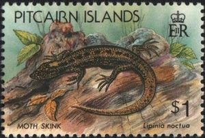 Stamp: Moth skink (Lipinia noctua) (Pitcairn Islands(Lizards) Mi:PN 421 ...