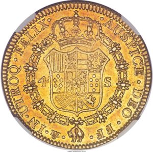 Moneda: 4 Escudos (CAROLVS III) (México(1759~1788 - Carlos III) Col:MX ...