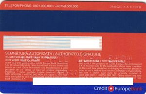 Bank Card: Card Avantaj (Credit Europe Bank, RomaniaCol:RO-VI-0009.05
