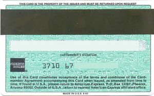 Bank Card: American Express Classic US 371067 (American Express, United ...