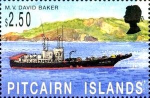 Stamp: "David Baker" (supply ship) (Pitcairn Islands(50th Anniverary of ...