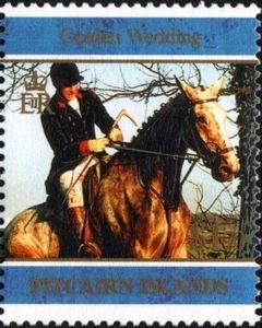 Stamp: Prince Charles hunting, 1995 (Pitcairn Islands(50th Wedding ...