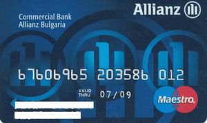Bank Card: Allianz Bank Maestro - 01/07 (Allianz Bank Bulgaria ...