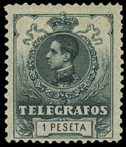 Stamp: Alfonso XIII (Spain(Telegraphs - King Alfonso XIII (1912)) Yt:ES ...