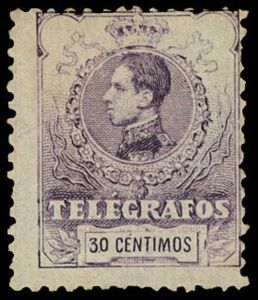 Stamp: Alfonso XIII (Spain(Telegraphs - King Alfonso XIII (1912)) Yt:ES ...
