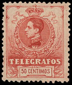 Stamp: Alfonso XIII (Spain(Telegraphs - King Alfonso XIII (1912)) Yt:ES ...