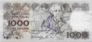 Banknote: 1,000 Escudos (Portugal(1986-1994 Issue) Wor:P-181i.5