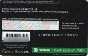 Bank Card: OpenCard (Bank Zachodni WBK, PolandCol:PL-MC-0239