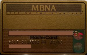 Bank Card: MBNA Gold MasterCard (MBNA America Bank, United States of ...