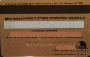 Bank Card: MBNA Gold Visa Card (MBNA America Bank, United States of ...