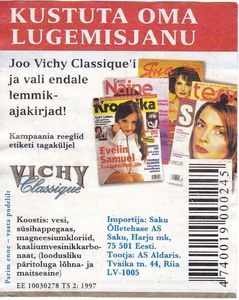 Drink Label: Vichy Classique greibi (Saku Õlletehas AS, EstoniaCol:EE ...