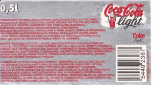 Etiqueta de bebida: Coca-Cola Light 1 (Eesti Coca-Cola Joogid AS ...