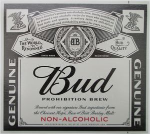Drink Label: Bud Prohibition Brew Non-Alcoholic (Sun InBev/AB InBev ...