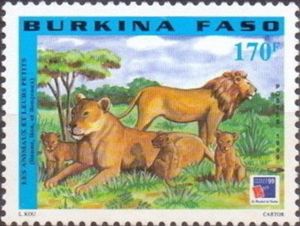 Stamp: Lion (Panthera leo) in Color Blue (Burkina Faso(Lion (Panthera ...