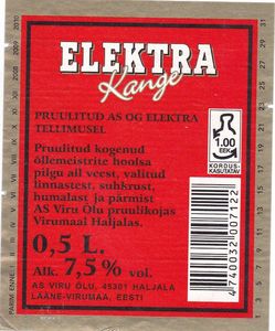 Drink Label: Elektra kange (AS «Viru Õlu», EstoniaCol:EE-BEER-000287