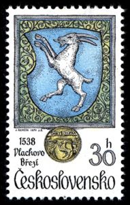 Stamp: Antelope (Arms of Vlachovo Březí) (Czechoslovakia(Animals in ...