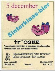 Drink Label: tr'OSKE Sinterklaas-bier (Speciaalbrouwerij Den Brouwer ...