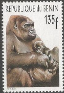 Stamp: Western Gorilla (Gorilla gorilla) (Benin(Gorillas) Mi:BJ 1327,Sn ...