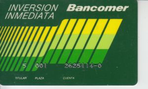 Bank Card: Inversion Inmediata (Bancomer, MexicoCol:MX-GM-0069