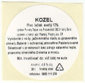 Drink Label: Kozel 12 (Pivovar Saris a.s., SlovakiaCol:SK-BEER-001465