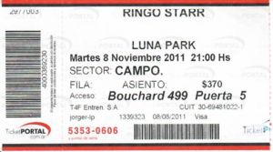 Admission Ticket: Ringo Starr - Estadio Luna Park (ArgentinaCol:AR-00125