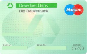 Bank Card: Dresdner Bank Maestro-1 (Dresdner Bank, Germany, Federal ...