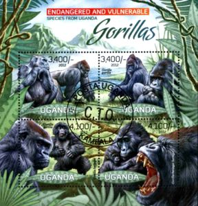 Stamp: Gorillas (Uganda(West African Fauna - Gorillas (2013)) Mi:UG ...