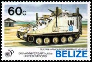 Stamp: Sultan Armored Command Vehicle (Belize(50th Anniversary of ...