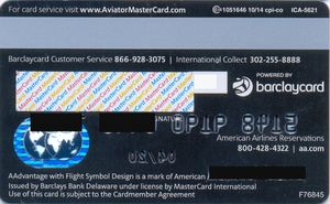 Bank Card: American Airlines AVIATOR MC (Barclays Bank Delaware, United ...