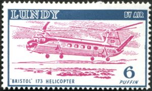 Stamp: Bristol 173 Helicopter (Cinderellas) (United Kingdom : Lundy ...