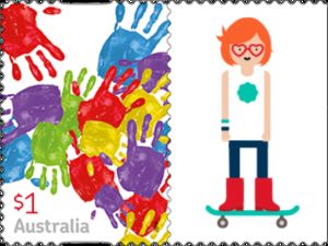 Stamp: Hand Prints 2016 (Australia(Greeting Stamps - Love to Celebrate ...
