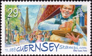 Stamp: Student Working As Waiter in Paris (Guernsey(Europa (C.E.P.T ...