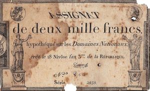 Banknote: 2,000 Francs (France(1795 Franc Issue - République Francaise ...
