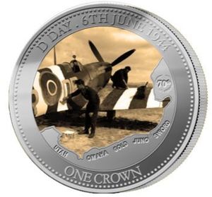 Coin: 1 Crown (70th Anniversary D-Day, Spitfire - Silver Plated ...