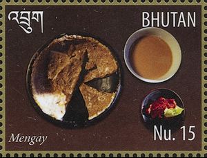 Stamp: Mengay (Bhutanese pizza) (Bhutan(Bhutanese Foods) Mi:BT 2844,Sn ...