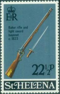 Stamp: Baker rifle and sword bayonet, 1823 (Saint Helena(Military ...