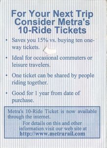 Ferfierskaartsje: One Way - Zone A to C (Metra-Illinois, Feriene ...