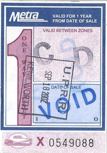 Ferfierskaartsje: One Way - Zone C and D (Metra-Illinois, Feriene ...