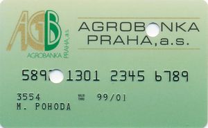 Bank Card: AGB - Agrobanka Praha (Agrobanka Praha, Czechoslovakia) Col ...