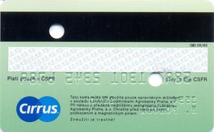 Bank Card: AGB - Agrobanka Praha (Agrobanka Praha, Czechoslovakia) Col ...