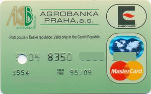 Bank Card: AGB - Agrobanka Praha (Agrobanka Praha, Czech RepublicCol:CZ ...