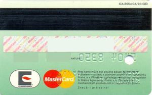 Bank Card: AGB - Agrobanka Praha (Agrobanka Praha, Czech RepublicCol:CZ ...