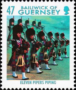 Stamp: Eleven Pipers Piping (Guernsey(Christmas 2006 - The Twelve Days ...