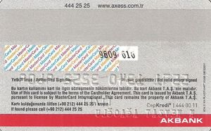Bank Card: Axess (Akbank T.A.Ş., Türkiye (Turkey)Col:TR-MC-0034