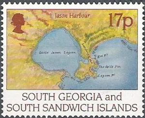 Stamp: Map of Jason Harbour (South Georgia and The South Sandwich ...